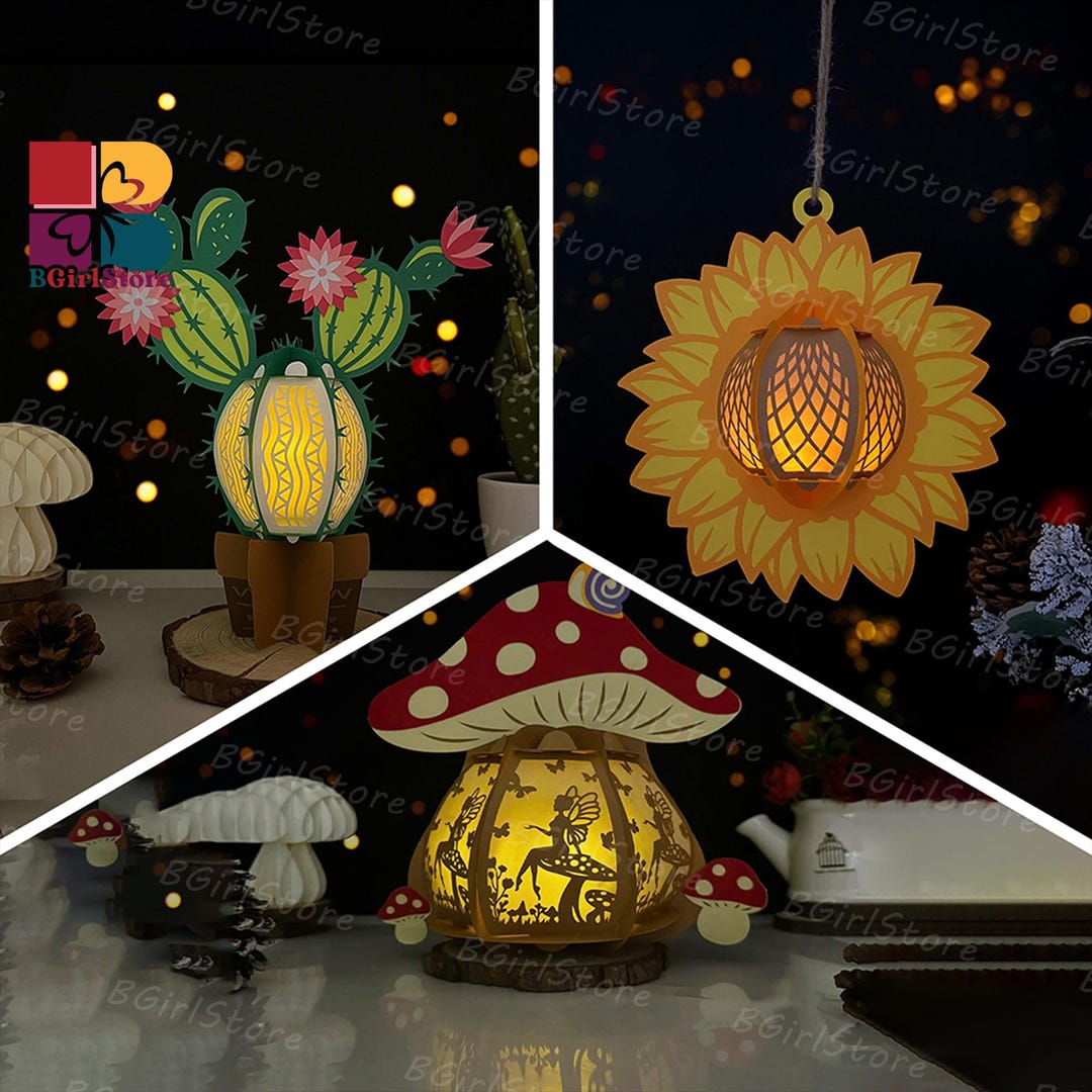 Pack 3 Rustic Nature Lantern PDF, SVG, Studio Template - DIY Nature ...