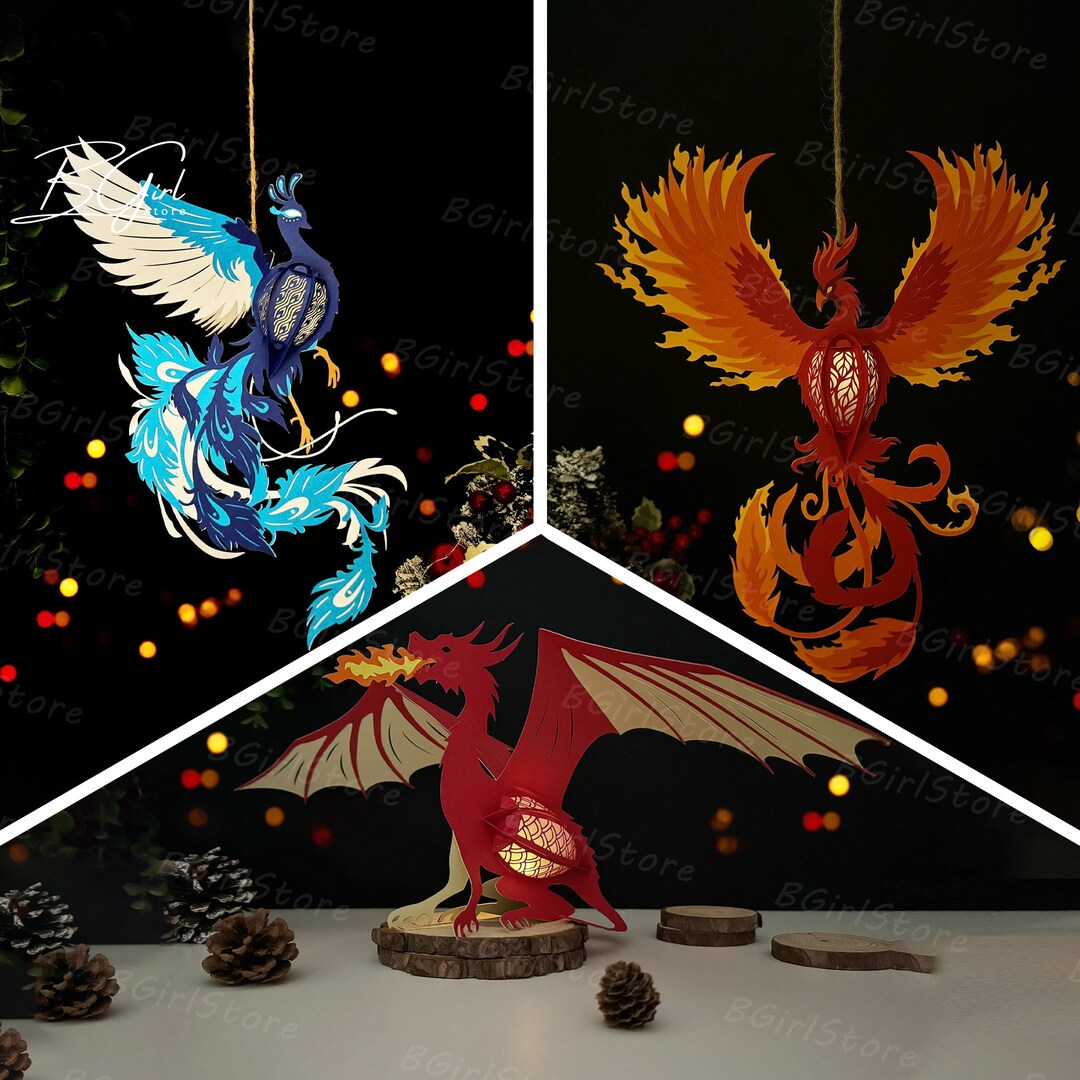 Pack 3 Animal Lantern PDF, SVG, Studio Template - DIY Animal Paper Cut ...