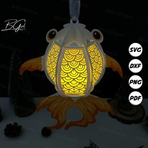 Fish Lantern SVG - Goldfish Lantern Paper Cut - Paper Cutting Template ...