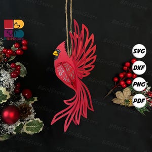 Cardinal Bird Lantern PDF, SVG, Studio Template - DIY Bird Paper Cut ...