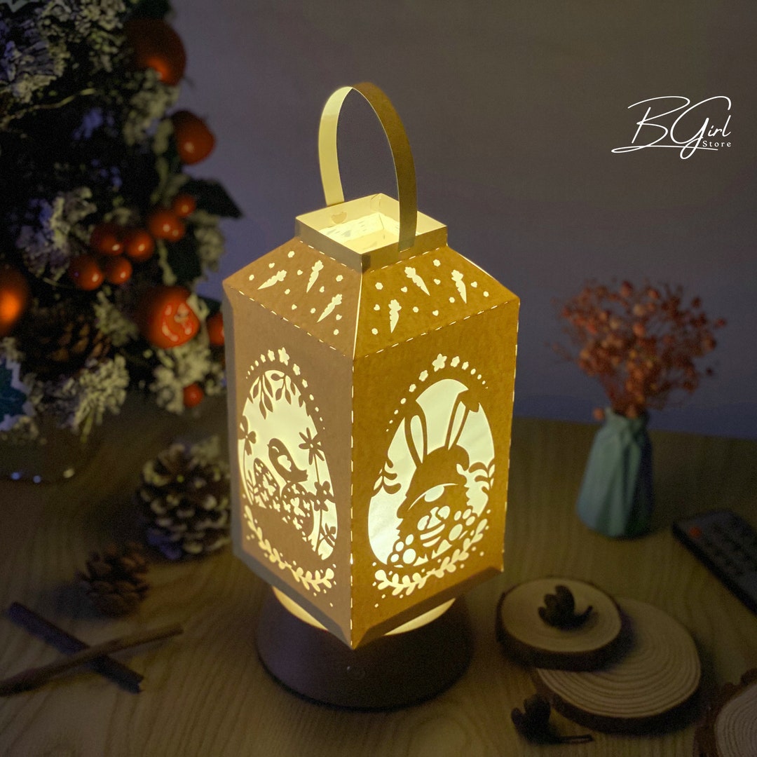 Easter 1 Paper Cut Lantern Light Box Template, 3D Lantern Paper Cut ...