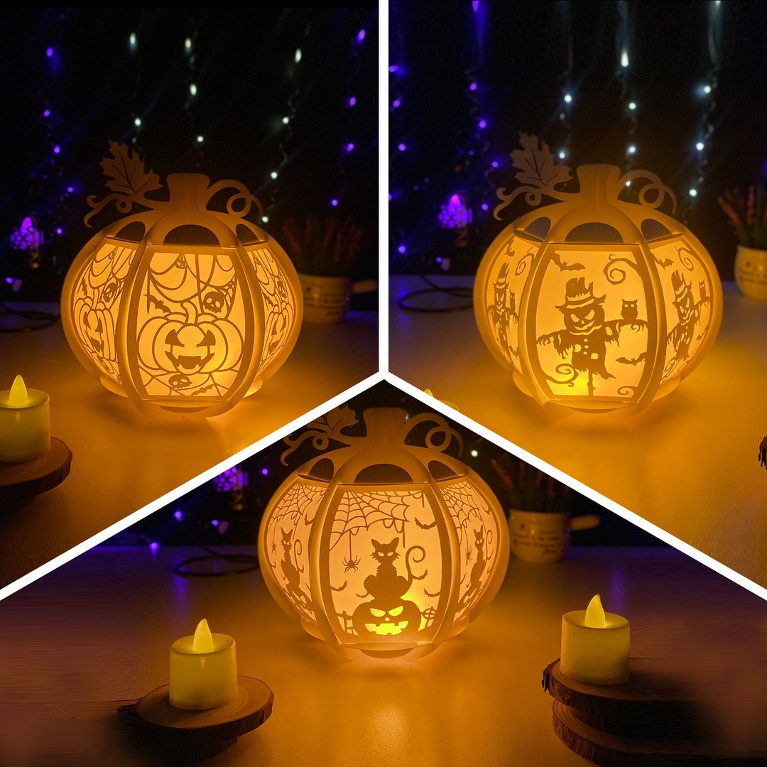 Pack 3 Halloween 4 Pumpkins Halloween Lantern SVG for Cricut Projects ...