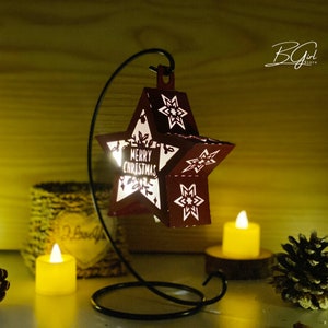 Christmas 3 Paper Cut Lantern Svg File, Christmas Star Hanging Lantern Paper Cut, Christmas ...
