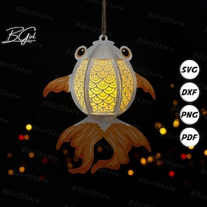 Fish Lantern SVG - Goldfish Lantern Paper Cut - Paper Cutting Template ...