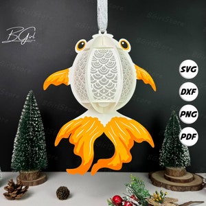 Fish Lantern SVG - Goldfish Lantern Paper Cut - Paper Cutting Template ...