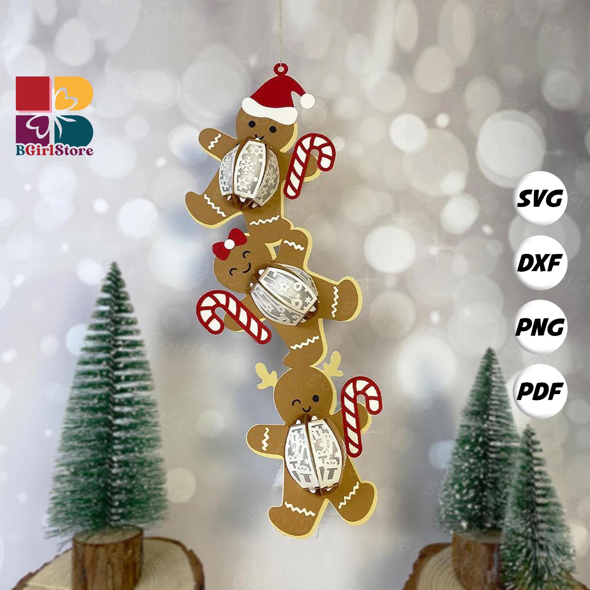 Gingerbread Lantern PDF, SVG, Studio Template - DIY Christmas Paper Cut ...