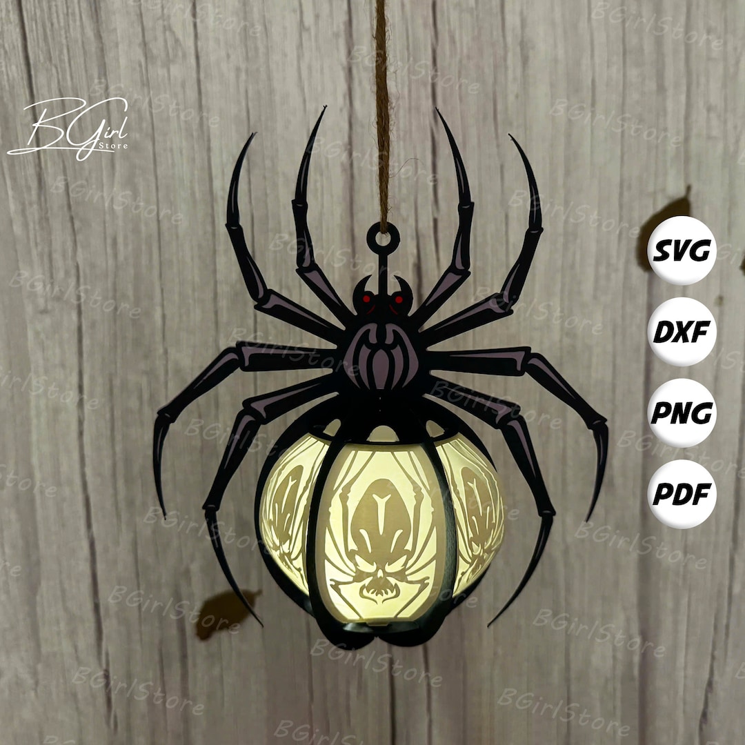Spider Lantern PDF, SVG, Studio Template - DIY Spider Paper Cut ...