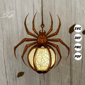 Spider Lantern PDF, SVG, Studio Template - DIY Spider Paper Cut ...