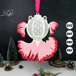 Fish Lantern SVG Goldfish Lantern Paper Cut Paper Cutting Template DIY ...