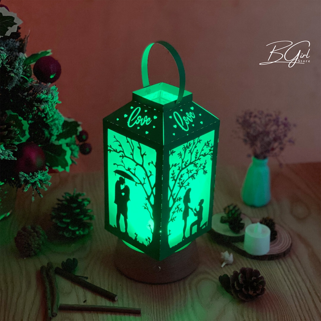 Valentine Paper Cut Lantern Light Box Template, Cutting Cricut, 3D ...
