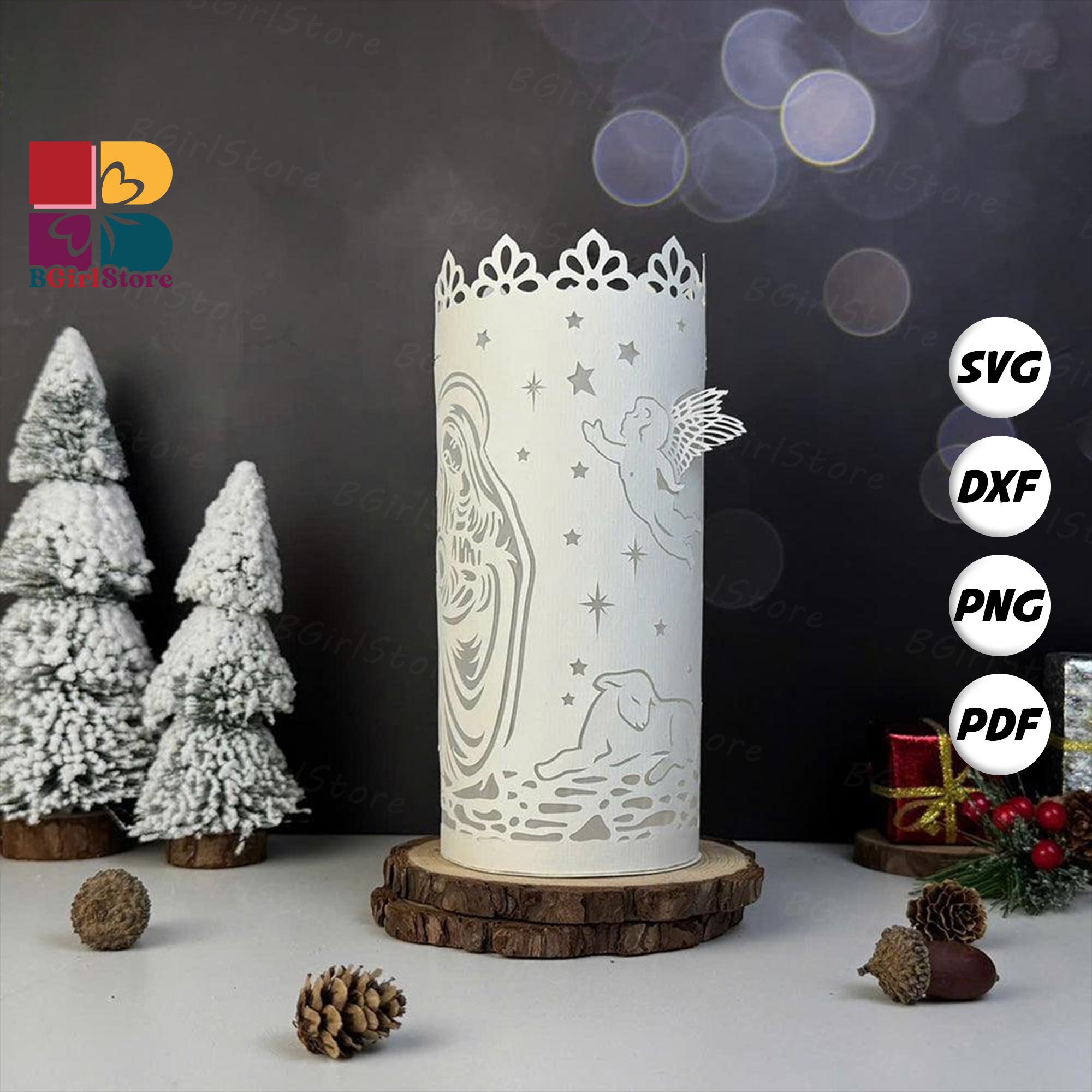 Nativity 2 Light Tube Lantern PDF, SVG, Studio Template - DIY Christmas ...