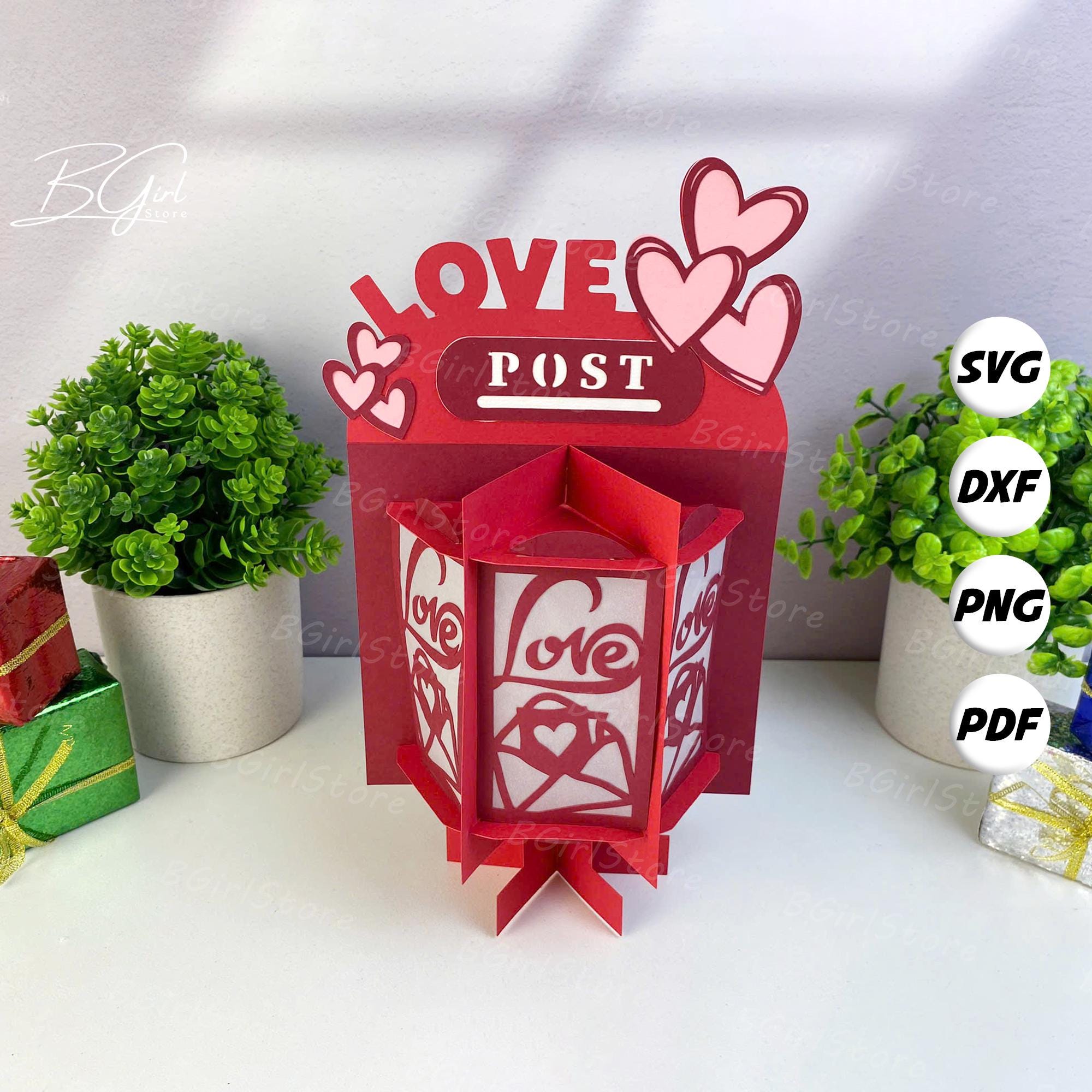 Letter Box Valentine Lantern PDF, SVG, Studio Template - DIY Valentine ...