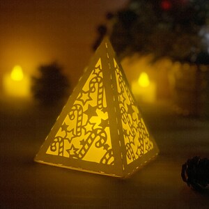Christmas 2 Paper Cut Pyramid Lantern Light Box Template, 3D Lantern ...
