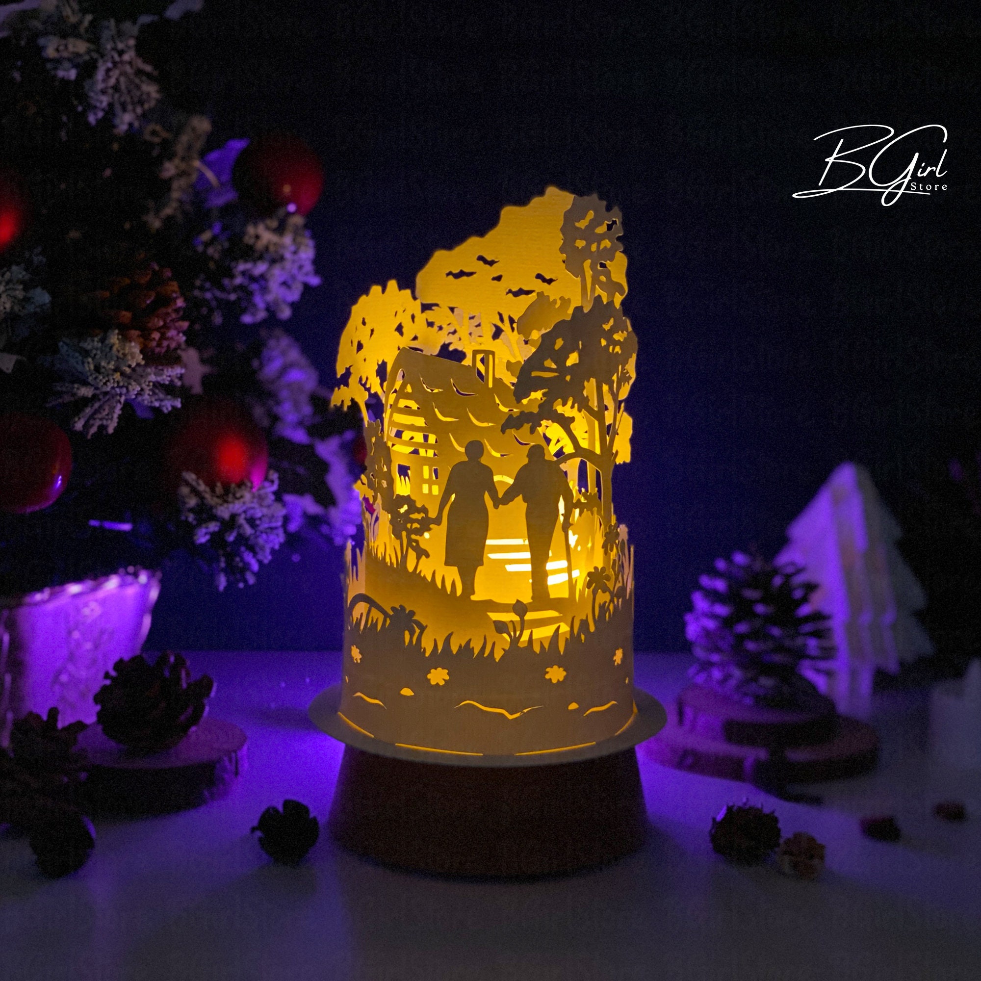Valentine Paper Cut Dome Lantern Light Box Template, 3D Lantern Paper ...