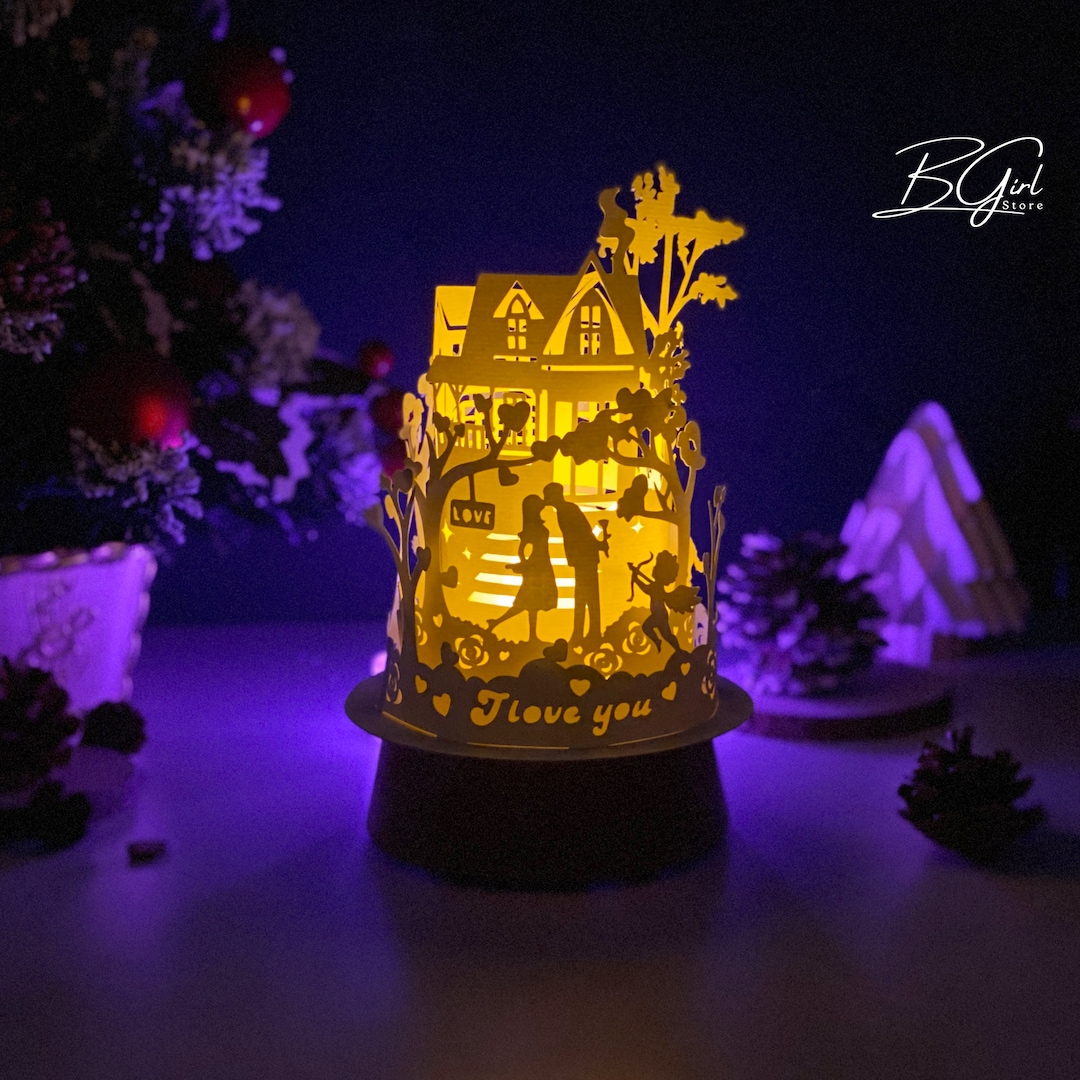 Love 2 Paper Cut Dome Lantern Light Box Template, 3D Lantern Paper Cut ...