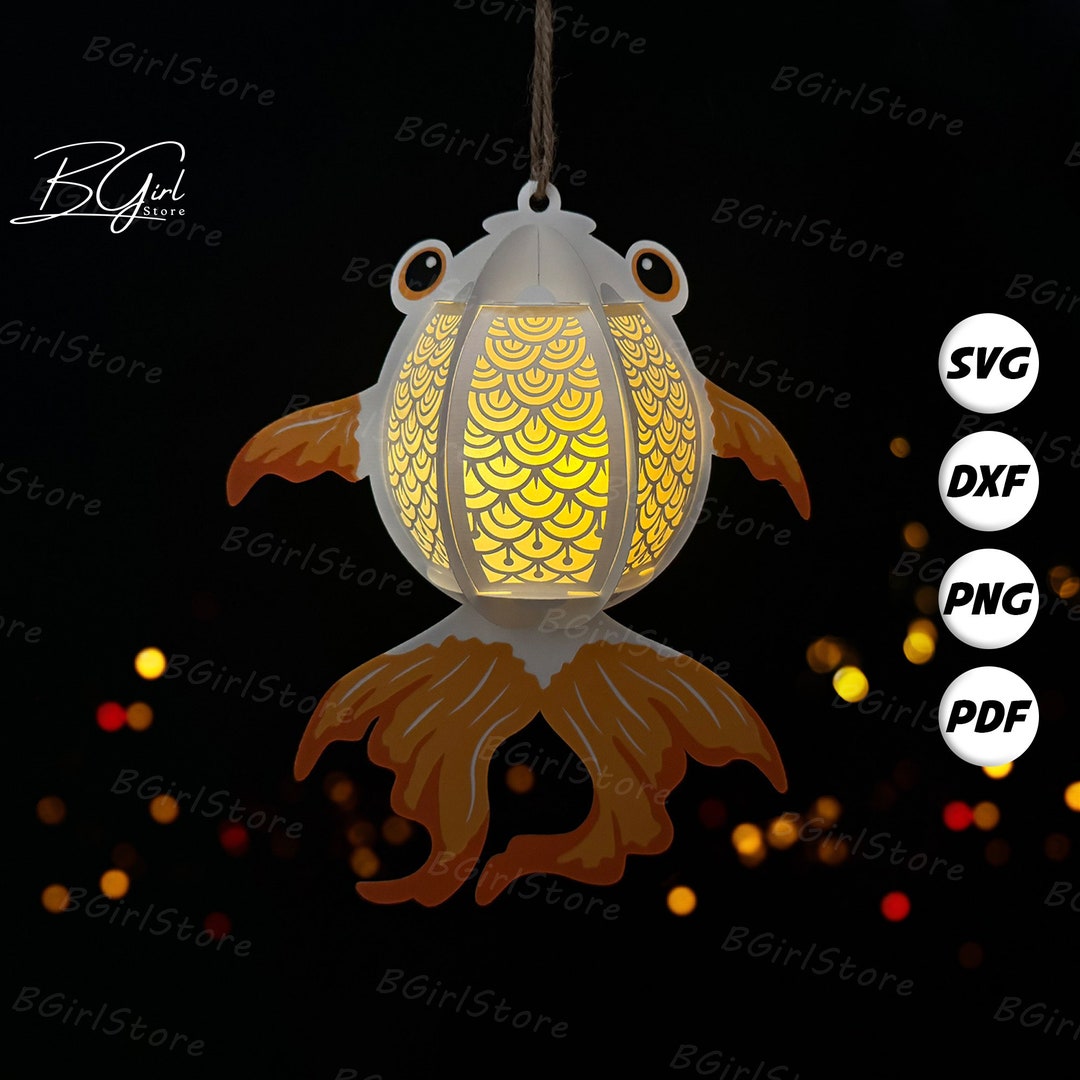 Fish Lantern PDF, SVG, Studio Template - DIY Fish Paper Cut Template ...