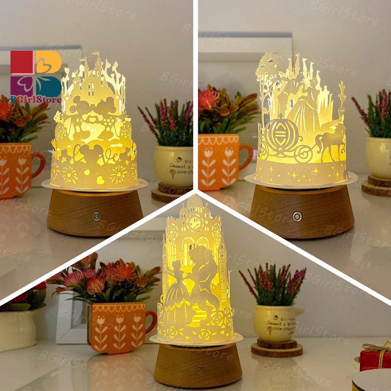 Pack 3 Love Paper Cut Dome Lantern Light Box Template, 3D Lantern Paper ...