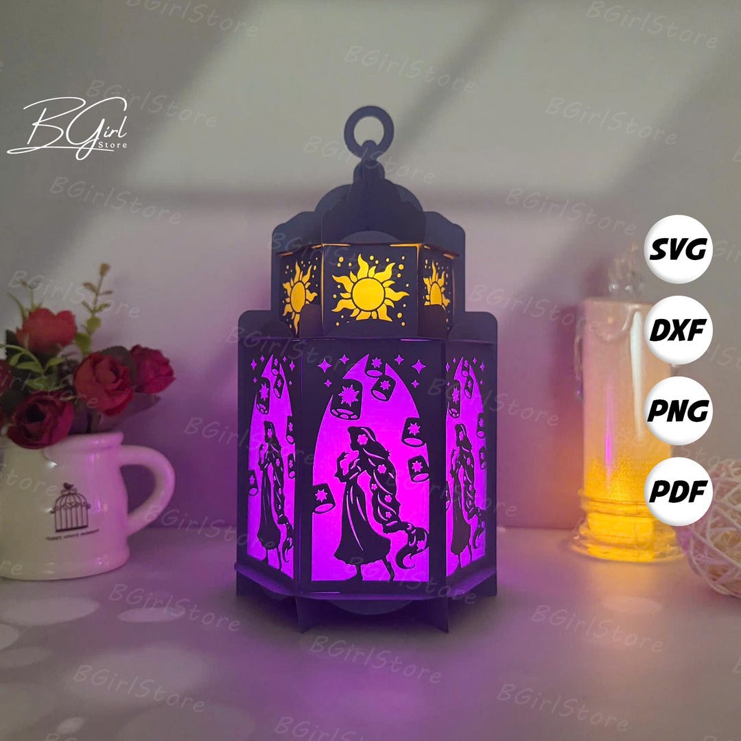 Princess Lantern PDF, SVG, Studio Template - DIY Princess Paper Cut ...