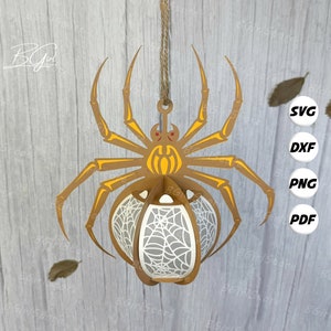 Spider Lantern PDF, SVG, Studio Template - DIY Spider Paper Cut ...