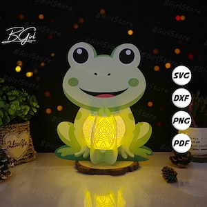 Frog Lantern PDF, SVG, Studio Template - DIY Frog Paper Cut Template ...