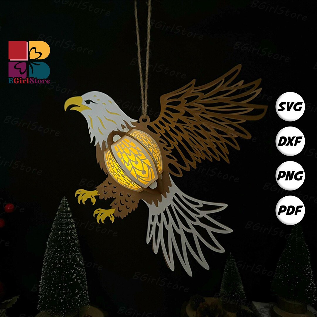 Eagle Lantern PDF, SVG, Studio Template - DIY Animal Paper Cut Template ...