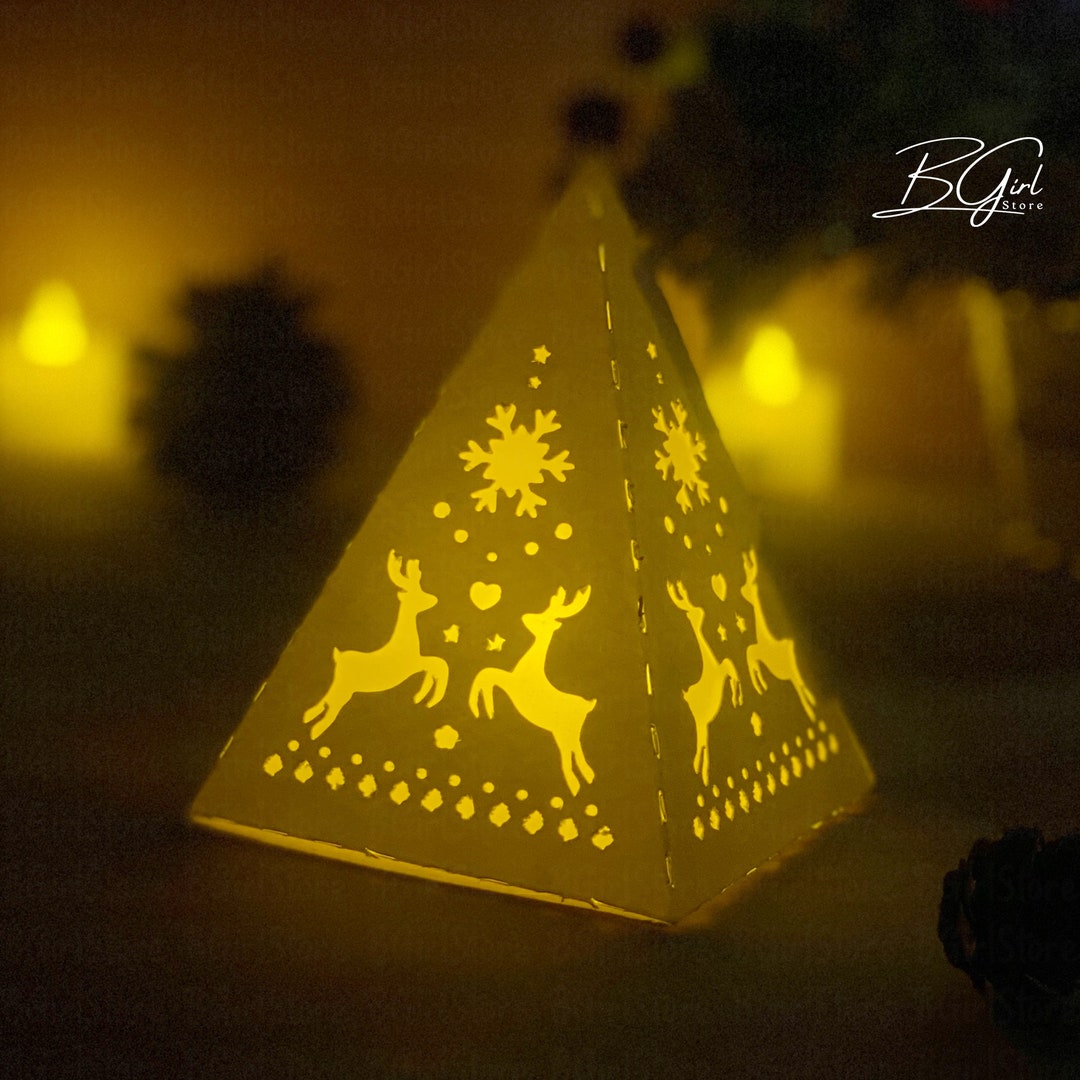 Christmas 3 Paper Cut Lantern Svg File, Christmas Pyramid Lantern Paper ...