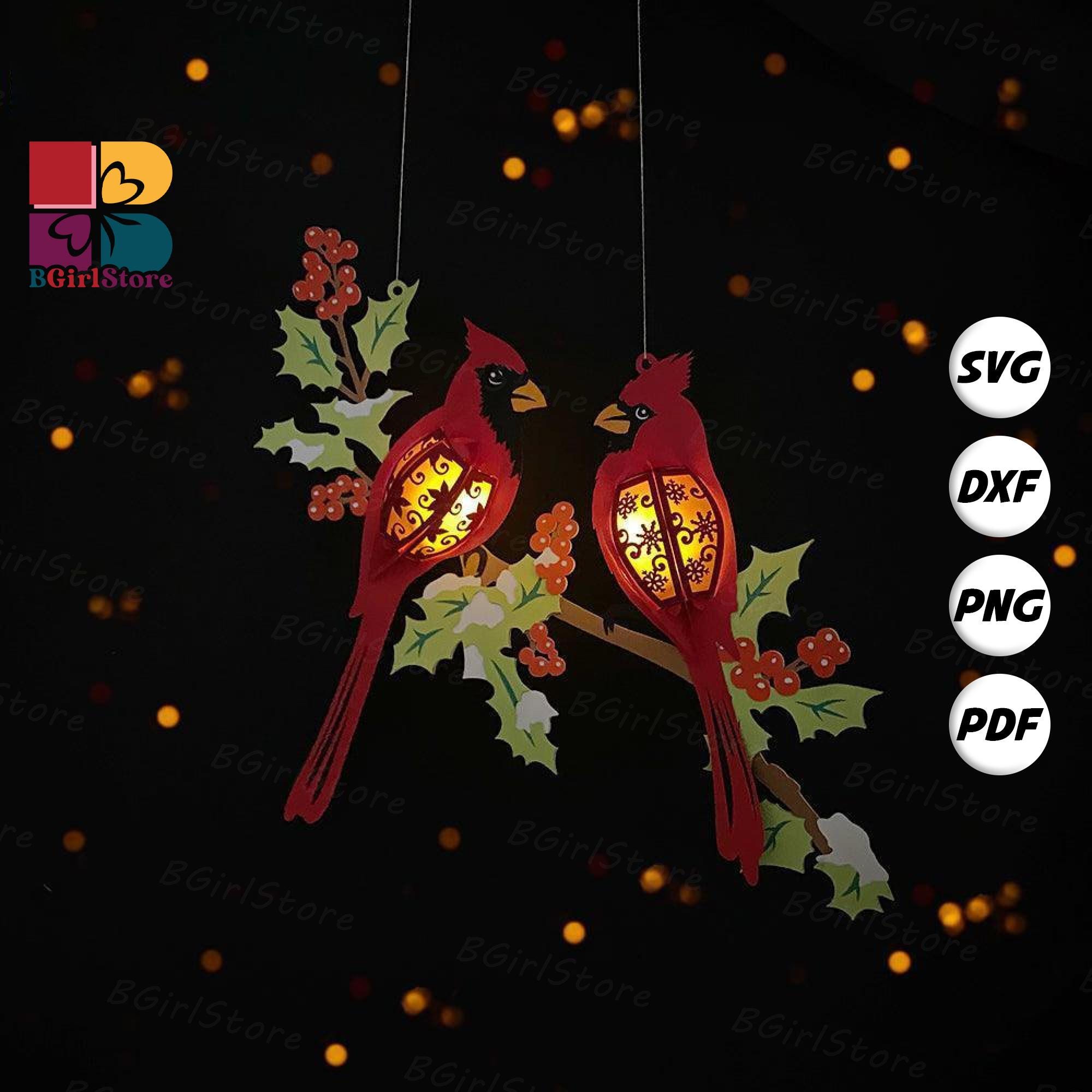 Couple Cardinal Bird Lantern PDF, SVG, Studio Template - DIY Animal ...