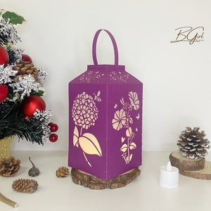 Flower 1 Paper Cut Lantern Light Box Template, Cutting Cricut, 3D ...