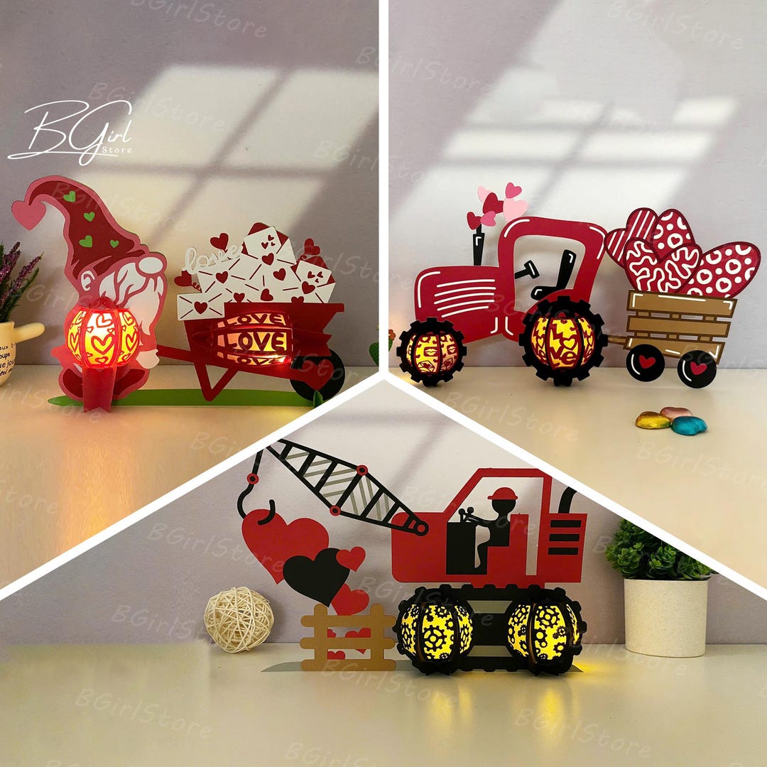 Pack 3 Different Love Car Lantern PDF, SVG, Studio Template - DIY Car ...