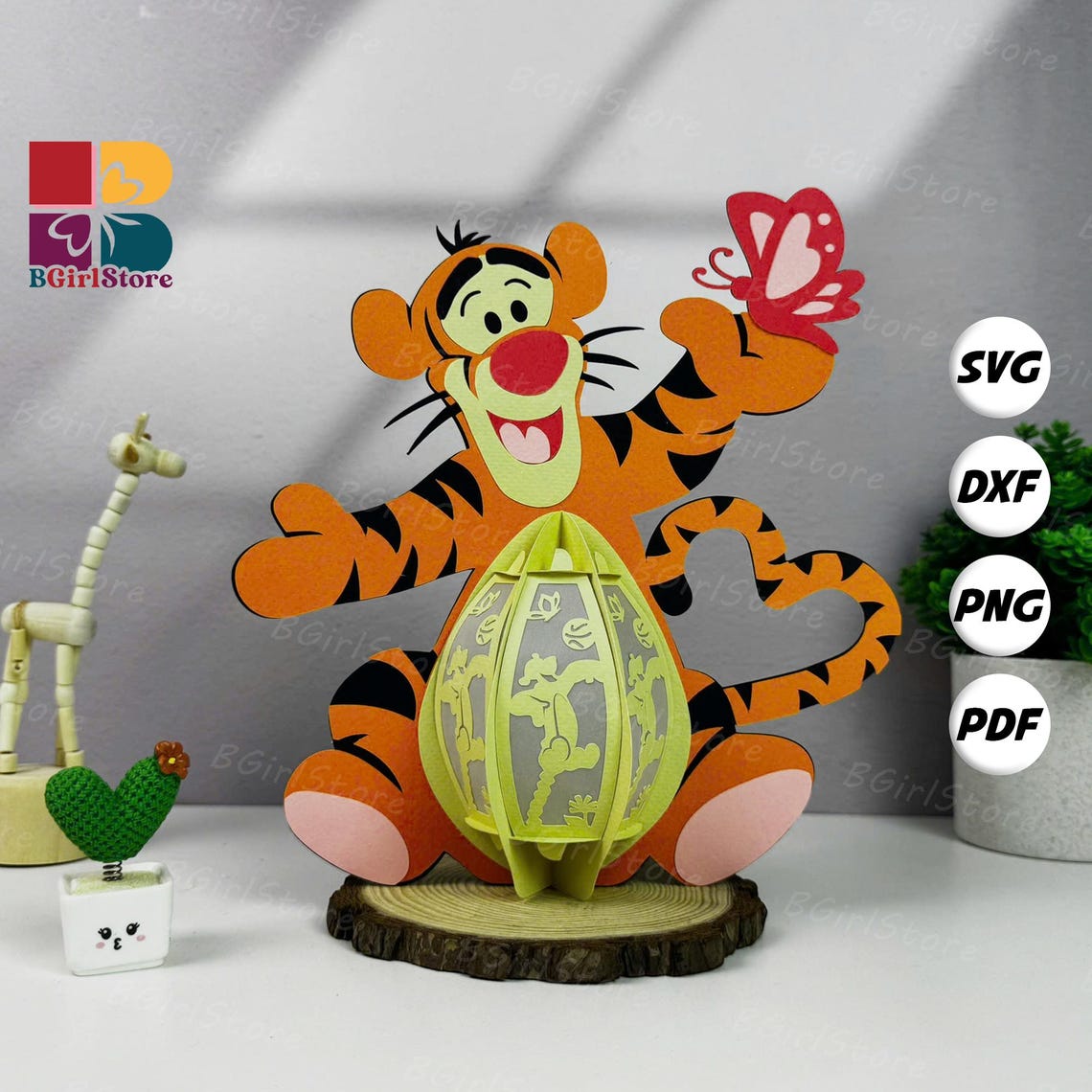 Tiger Lantern PDF, SVG, Studio Template - DIY Animal Paper Cut Template ...