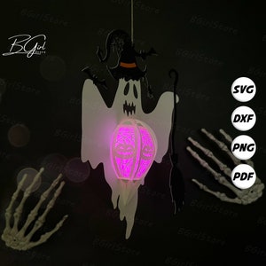 Ghost 2 Lantern PDF, SVG, Studio Template - DIY Ghost Paper Cut ...