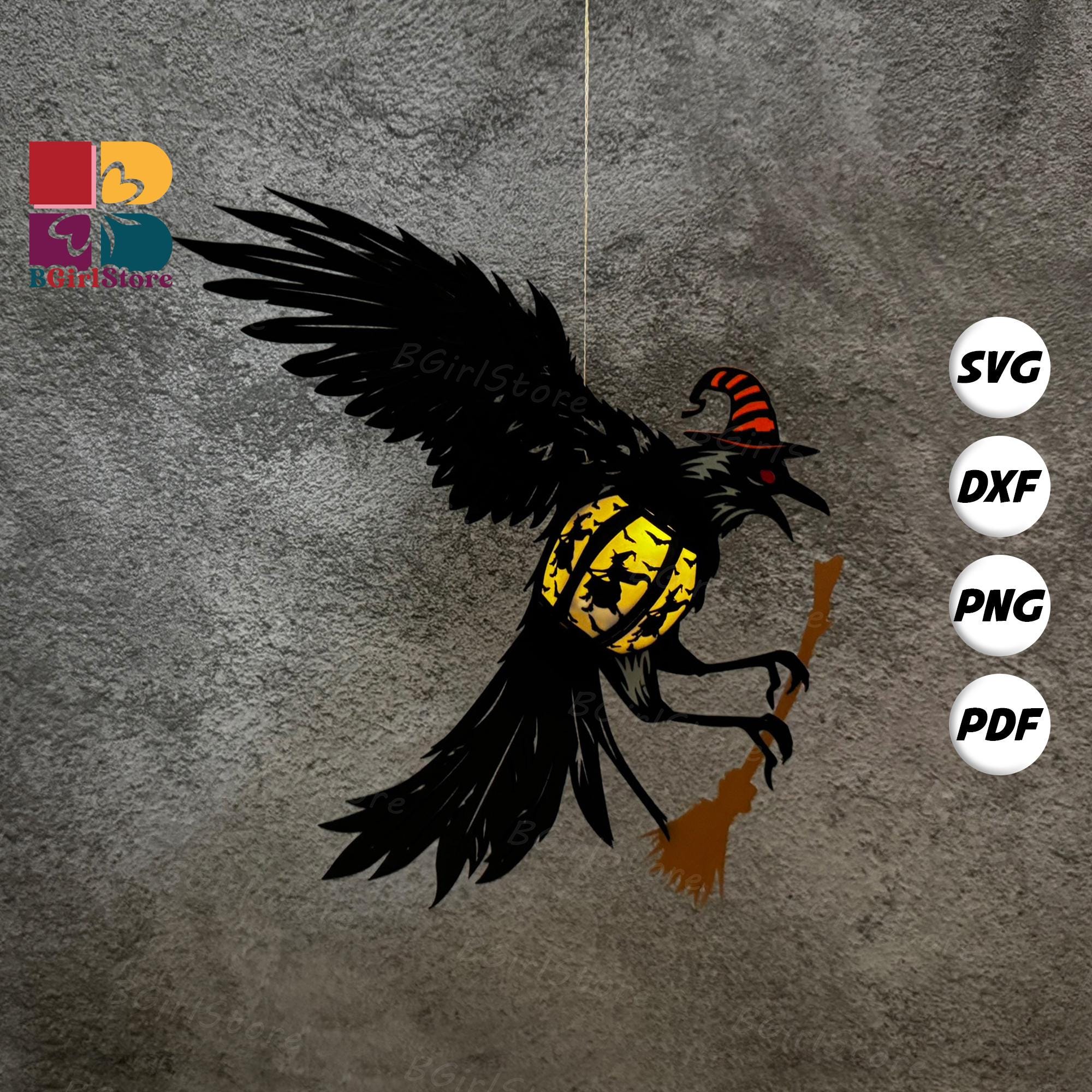 Raven Lantern PDF, SVG, Studio Template - DIY Halloween Paper Cut ...