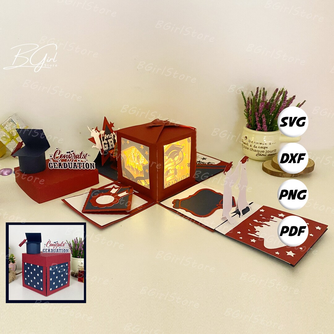 Graduation 4 Surprise Gift Box, Surprise Box Svg, Photo Frame, Jumping ...