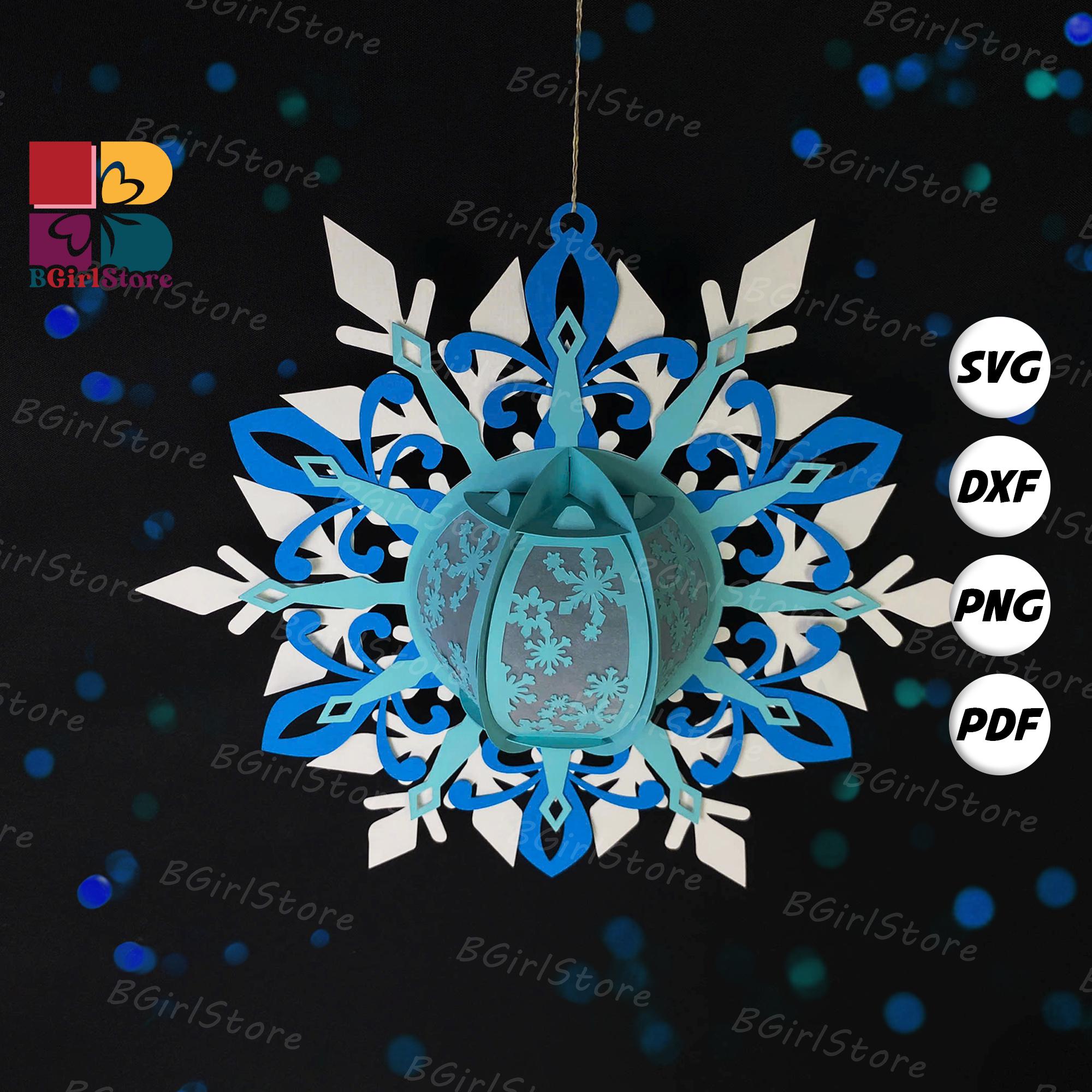 Snowflake Lantern PDF, SVG, Studio Template - DIY Christmas Paper Cut ...