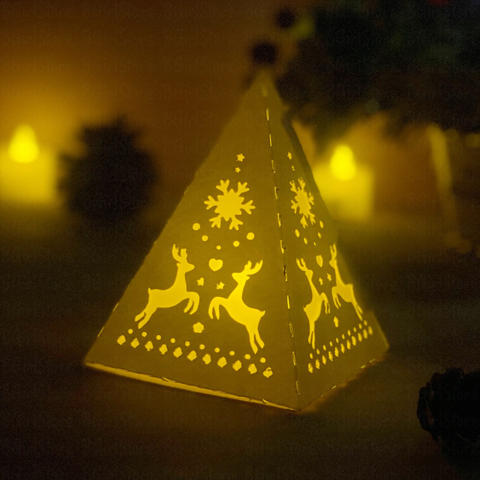Christmas 3 Paper Cut Lantern Svg File, Christmas Pyramid Lantern Paper ...