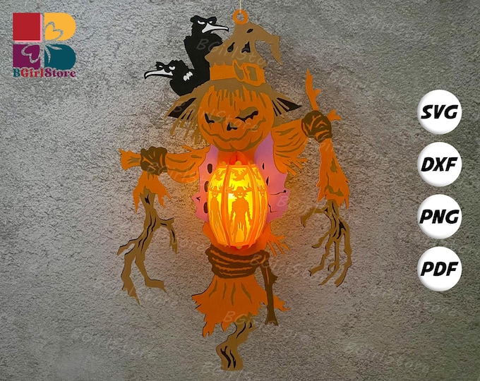 Witch Paper Cut Lamp SVG File- Halloween Paper Lanterns- Paper Cutting ...