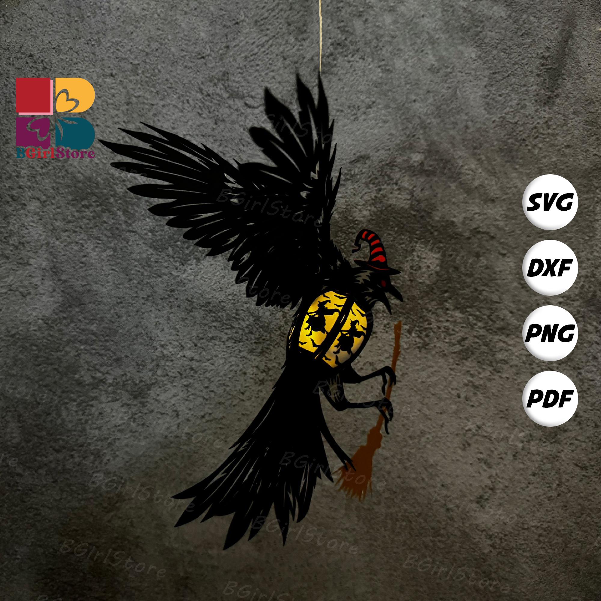 Raven Lantern PDF, SVG, Studio Template - DIY Halloween Paper Cut ...