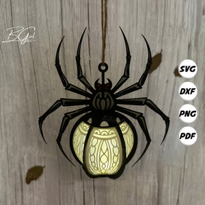 Spider Lantern PDF, SVG, Studio Template - DIY Spider Paper Cut ...