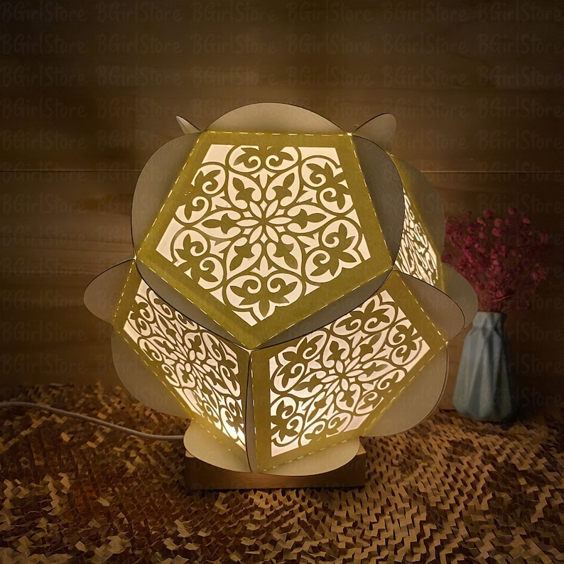 Mandala Paper Cut Pentagon Lantern Light Box Template 3D - Etsy