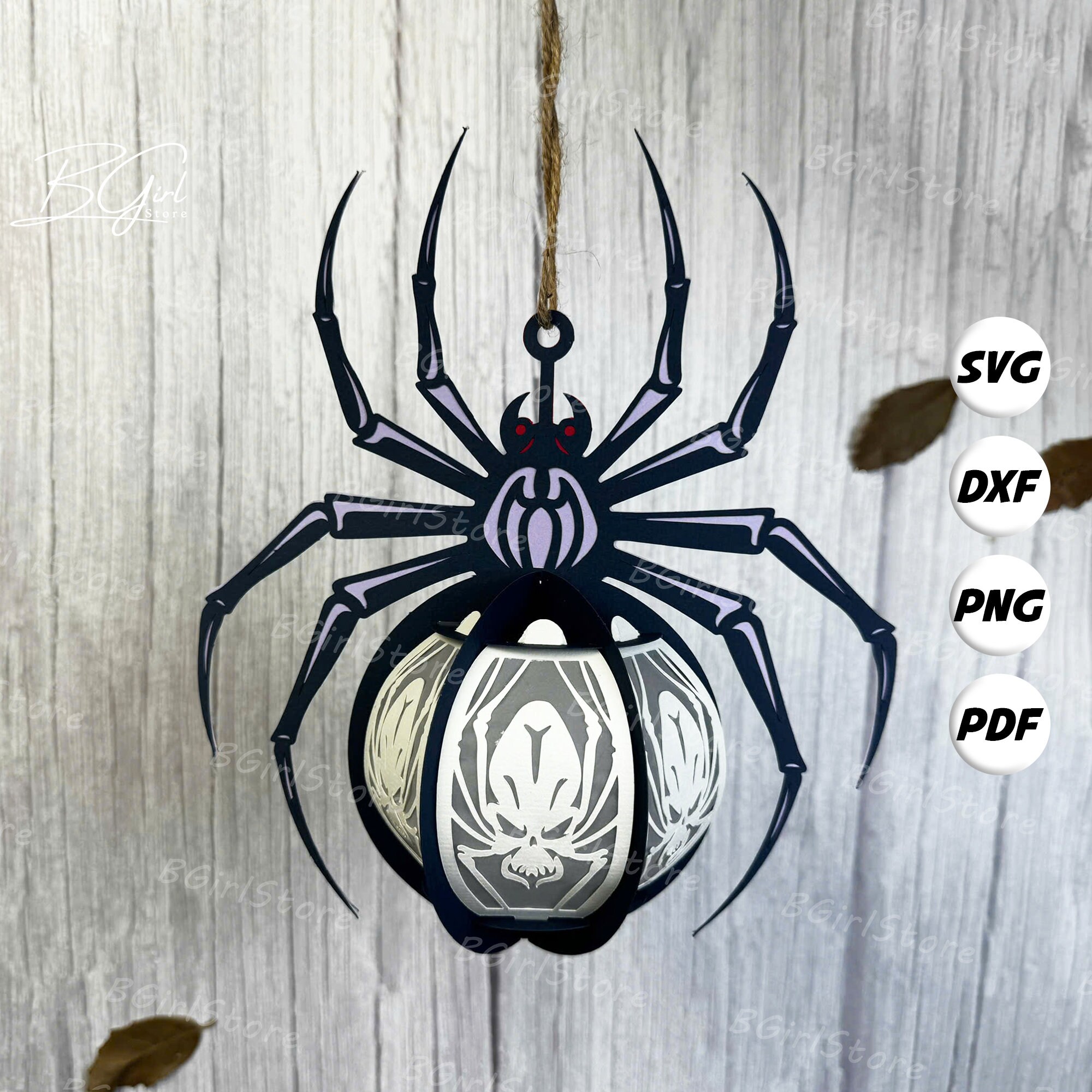 Spider Lantern PDF, SVG, Studio Template - DIY Spider Paper Cut ...