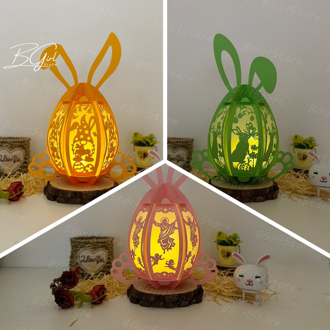 Pack 3 Lantern Easter Egg Paper Cut Lantern Easter Template, 3D Lantern ...