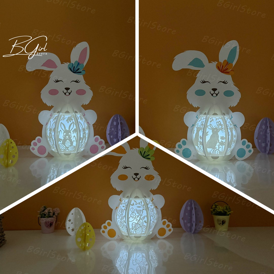 Pack 3 Happy Easter Paper Cut Template - Bunny Easter Egg Lantern for ...