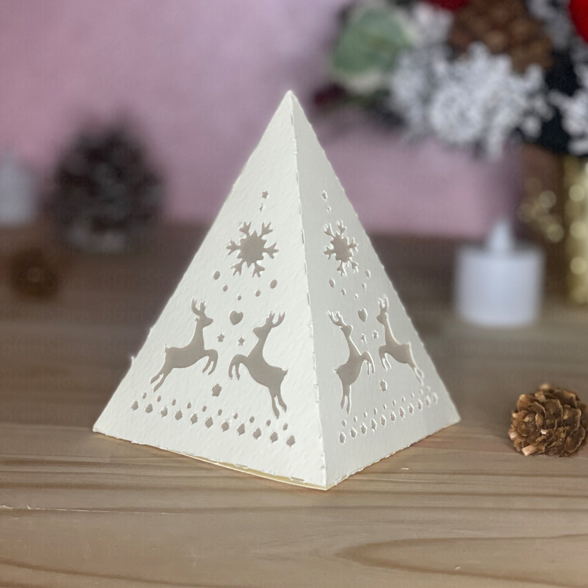 Christmas 3 Paper Cut Lantern Svg File, Christmas Pyramid Lantern Paper ...