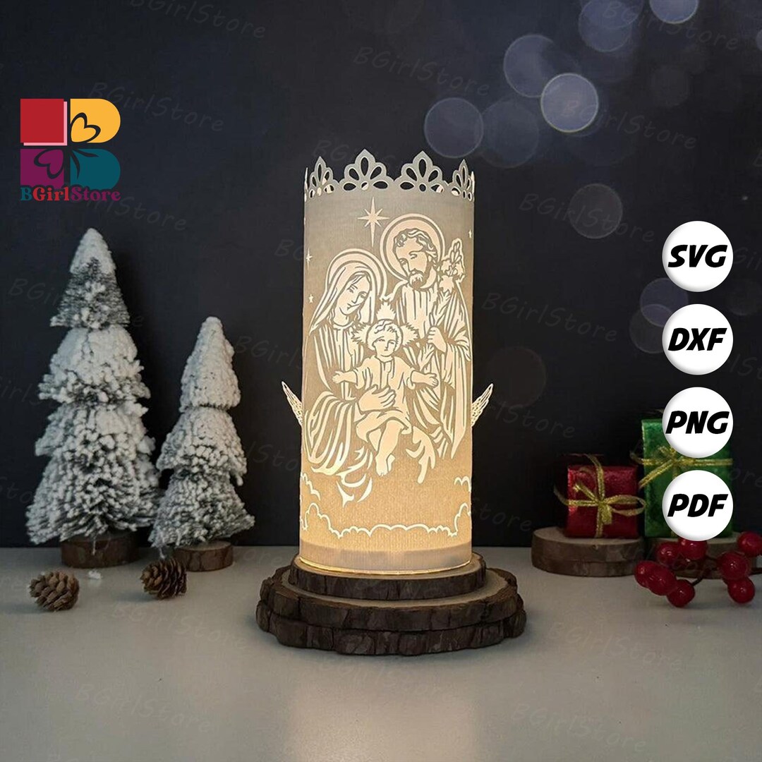 Nativity Light Tube Lantern PDF, SVG, Studio Template - DIY Christmas ...
