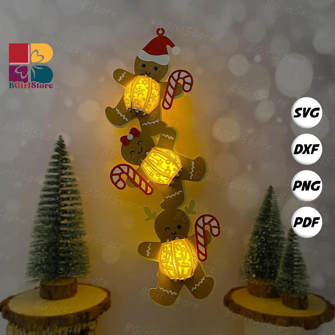 Gingerbread Lantern PDF, SVG, Studio Template - DIY Christmas Paper Cut ...