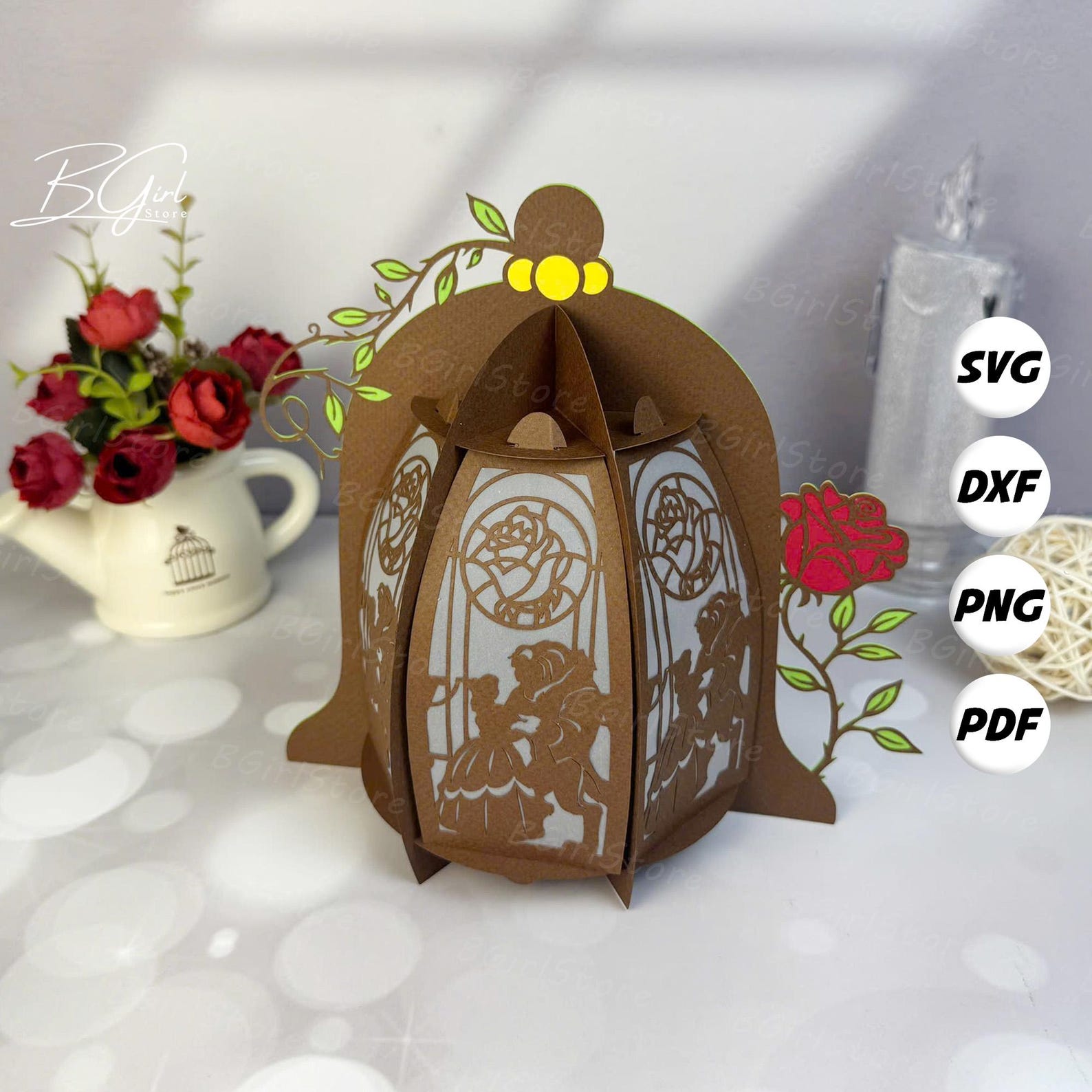 Princess Lantern PDF, SVG, Studio Template - DIY Princess Paper Cut ...