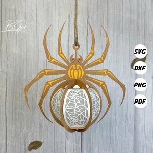 Spider Lantern PDF, SVG, Studio Template - DIY Spider Paper Cut ...