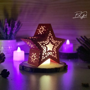Christmas 1 Paper Cut Star Lantern Light Box Template, 3D Lantern Paper ...