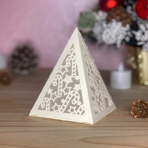 Christmas 2 Paper Cut Pyramid Lantern Light Box Template, 3D Lantern ...