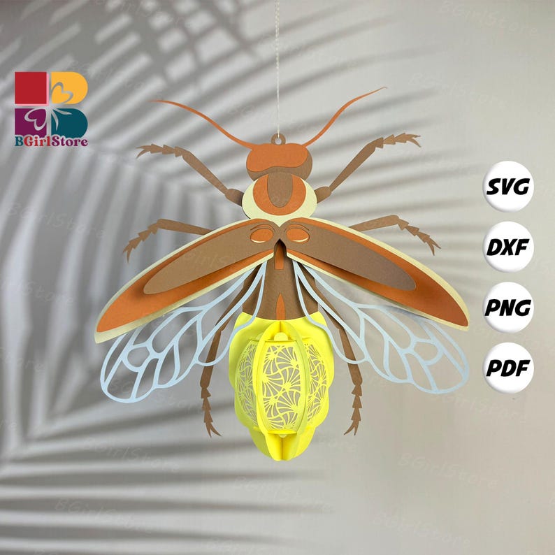 Firefly Lantern PDF, SVG, Studio Template - DIY Animal Paper Cut ...